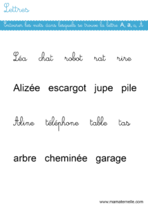 Lettres : entourer les mots - Ma Maternelle