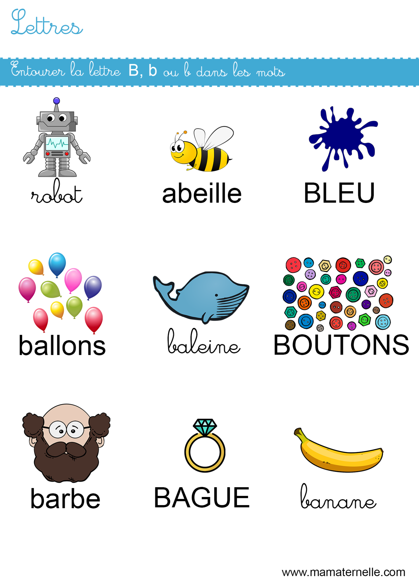 Lettres : entourer la lettre B - Ma Maternelle