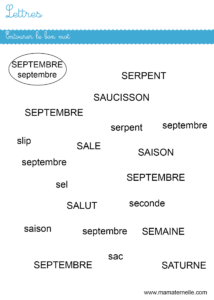 Lettres : entourer le bon mot - Ma Maternelle