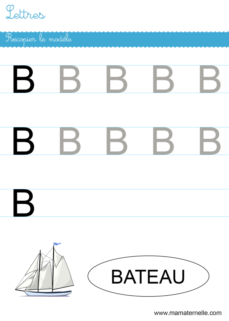 Lettres : recopier le modèle - Ma Maternelle