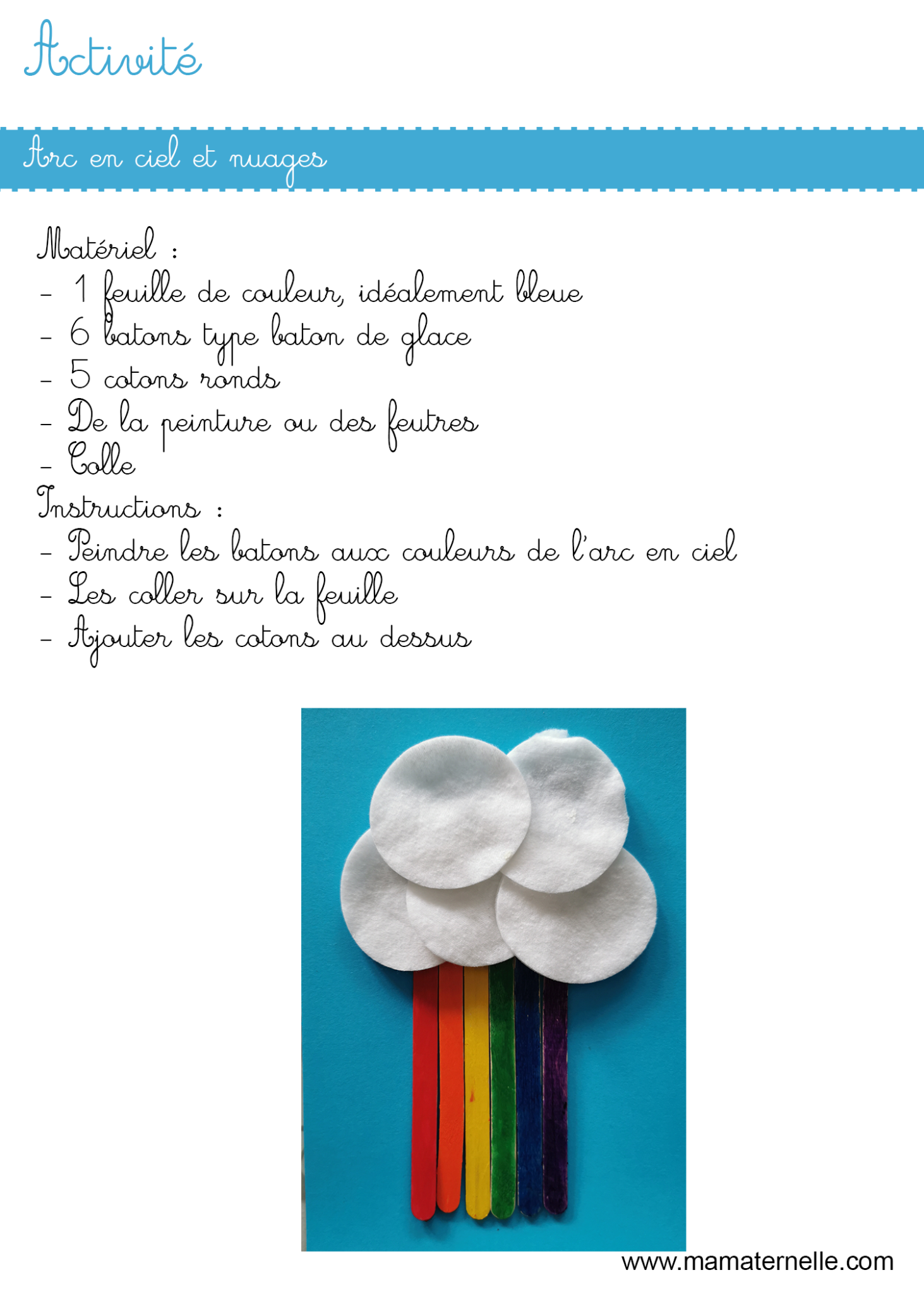 Activité : arc en ciel et nuages - Ma Maternelle