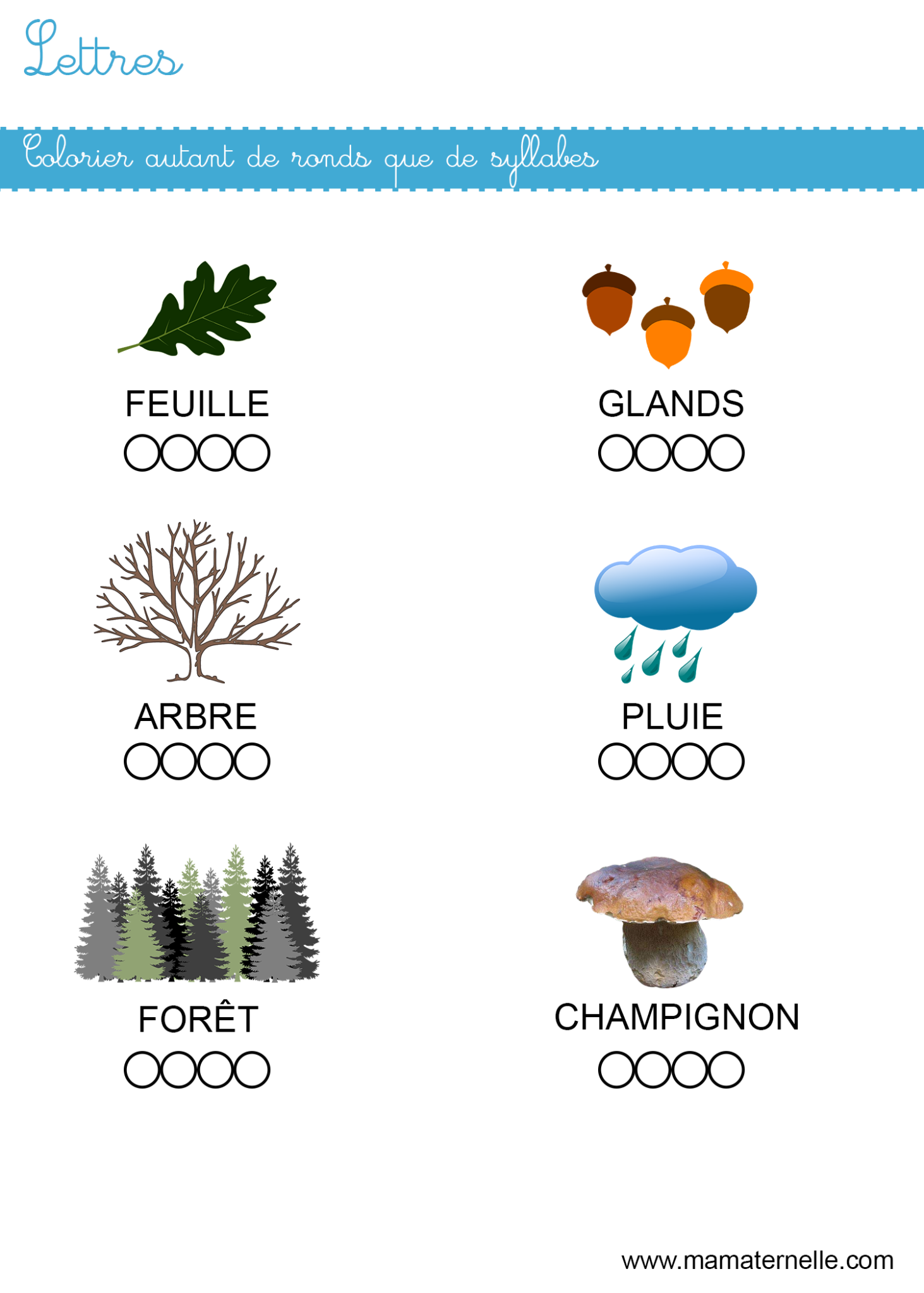Lettres : colorier les syllabes - Ma Maternelle