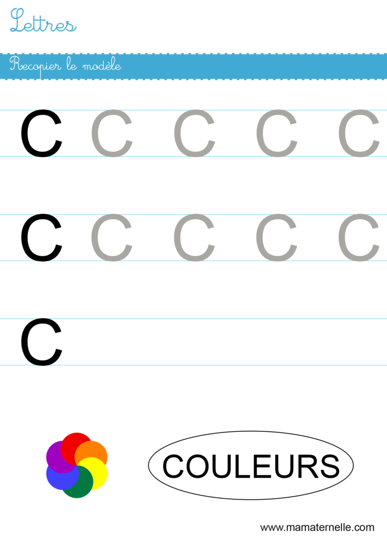 Lettres : recopier le modèle - Ma Maternelle