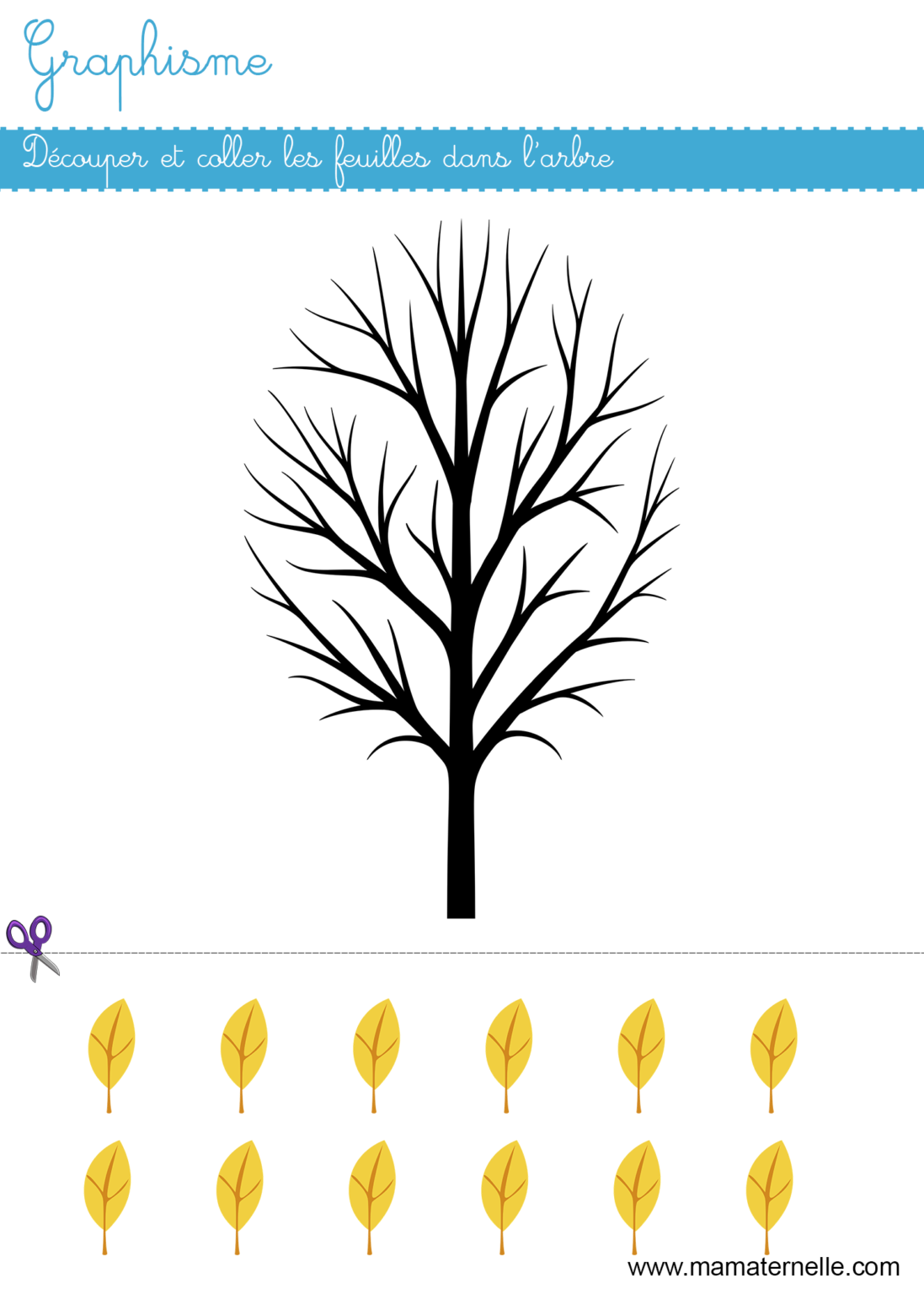 Graphisme : découper et coller les feuilles - Ma Maternelle