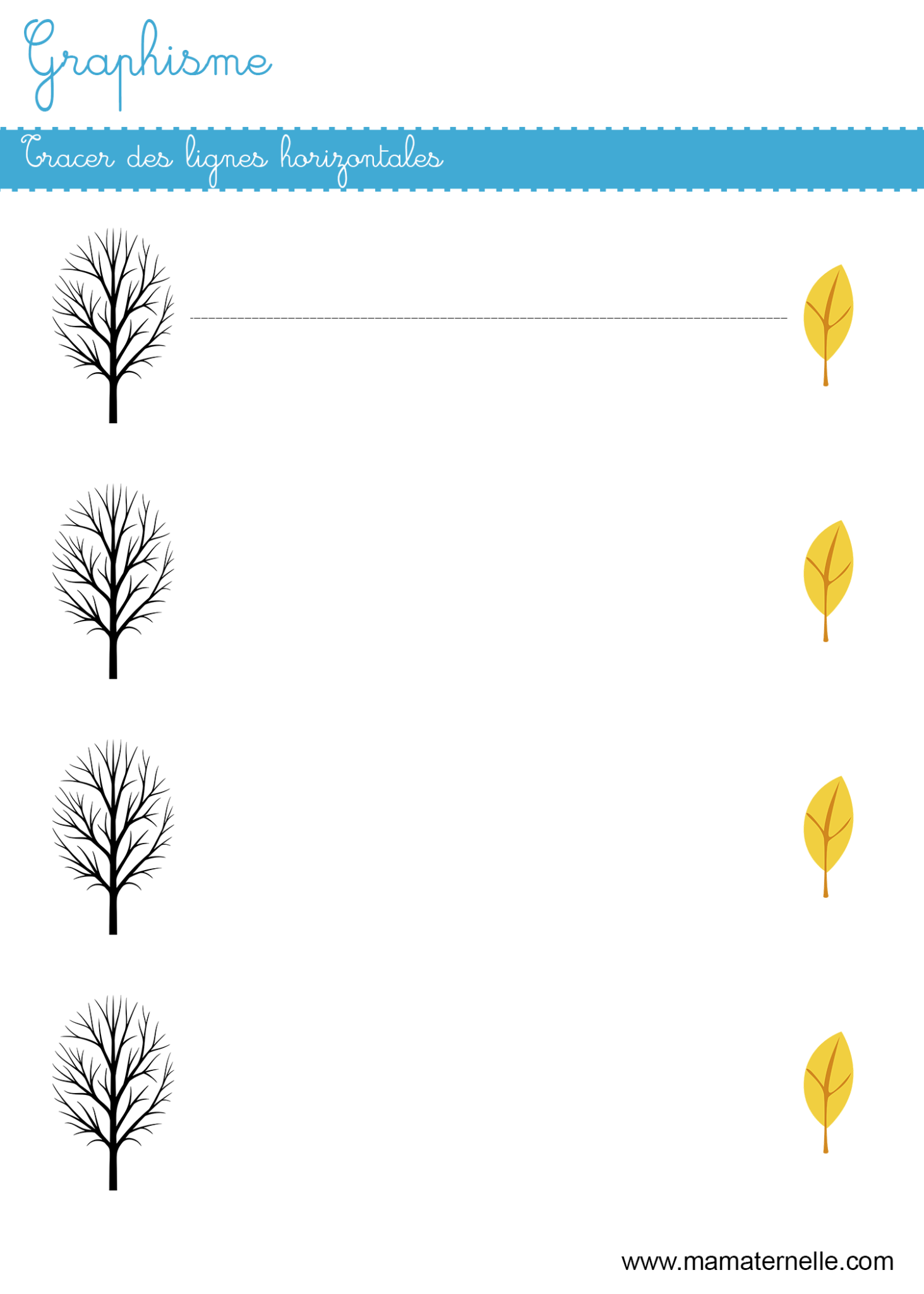 Graphisme : tracer des lignes horizontales - Ma Maternelle