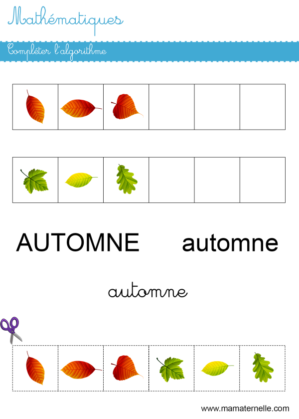 Mathématiques : compléter l'algorithme - Ma Maternelle
