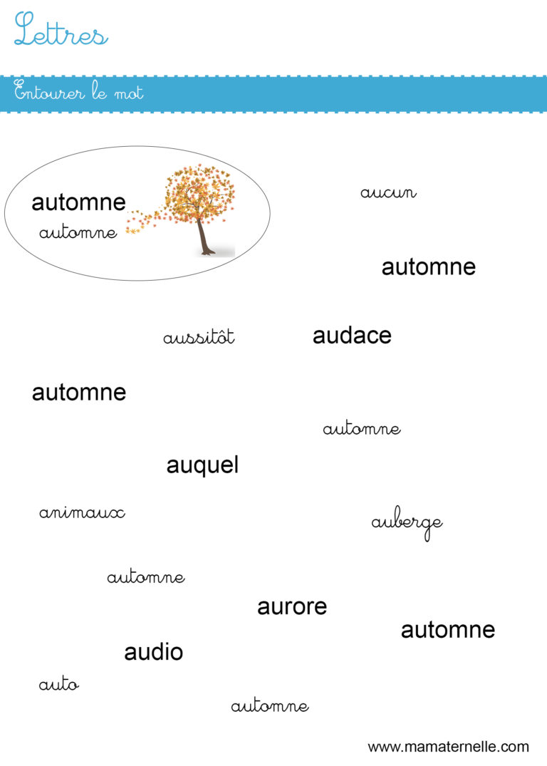 Lettres : entourer le mot - Ma Maternelle