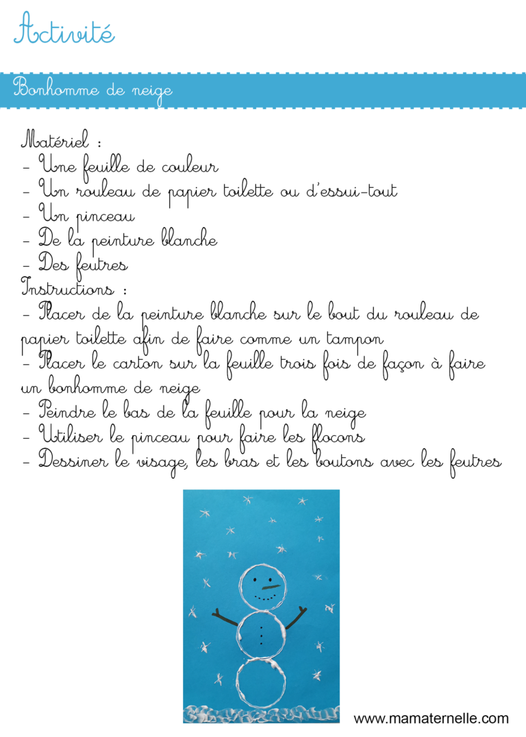 Activité : bonhomme de neige - Ma Maternelle