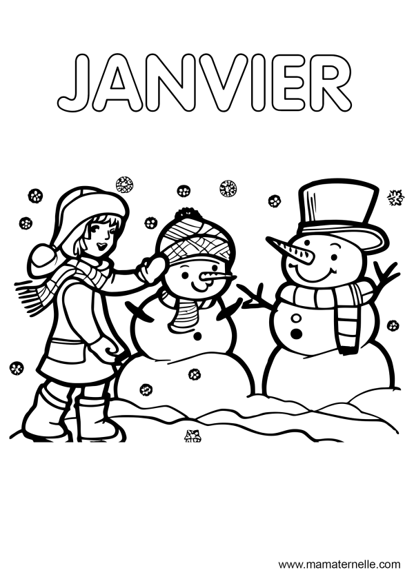 Coloriage du mois de Janvier - Ma Maternelle