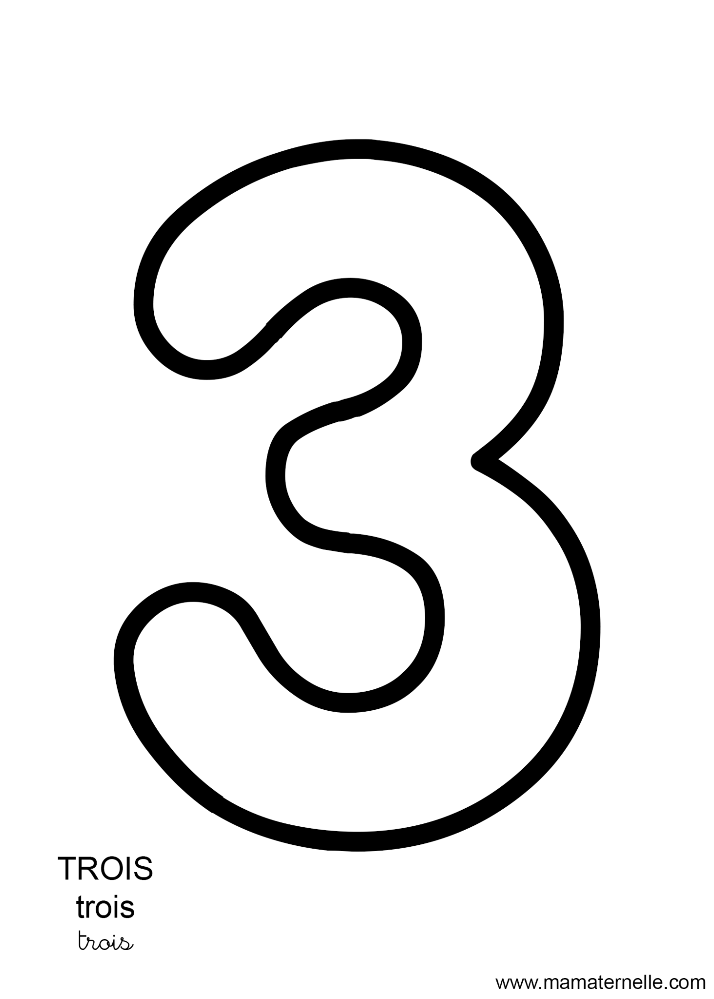 Colorier : chiffre 3 - Ma Maternelle