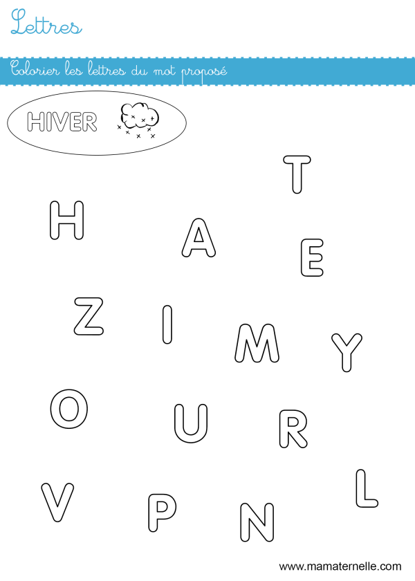 Lettres : colorier les lettres - Ma Maternelle