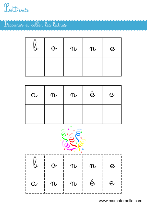 Lettres : découper et coller les lettres - Ma Maternelle