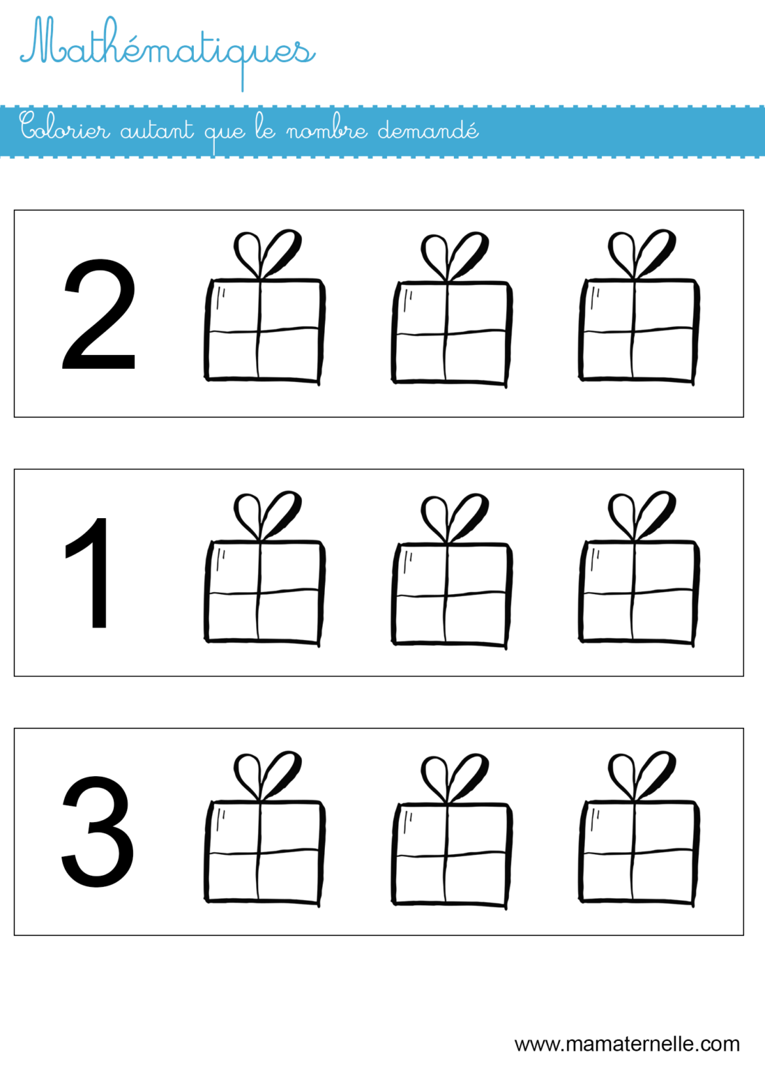Mathématiques : colorier autant que le nombre - Ma Maternelle