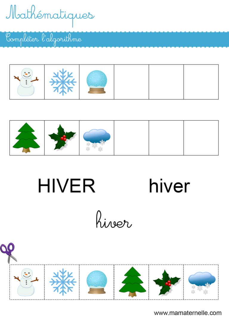 Mathématiques : compléter l'algorithme - Ma Maternelle