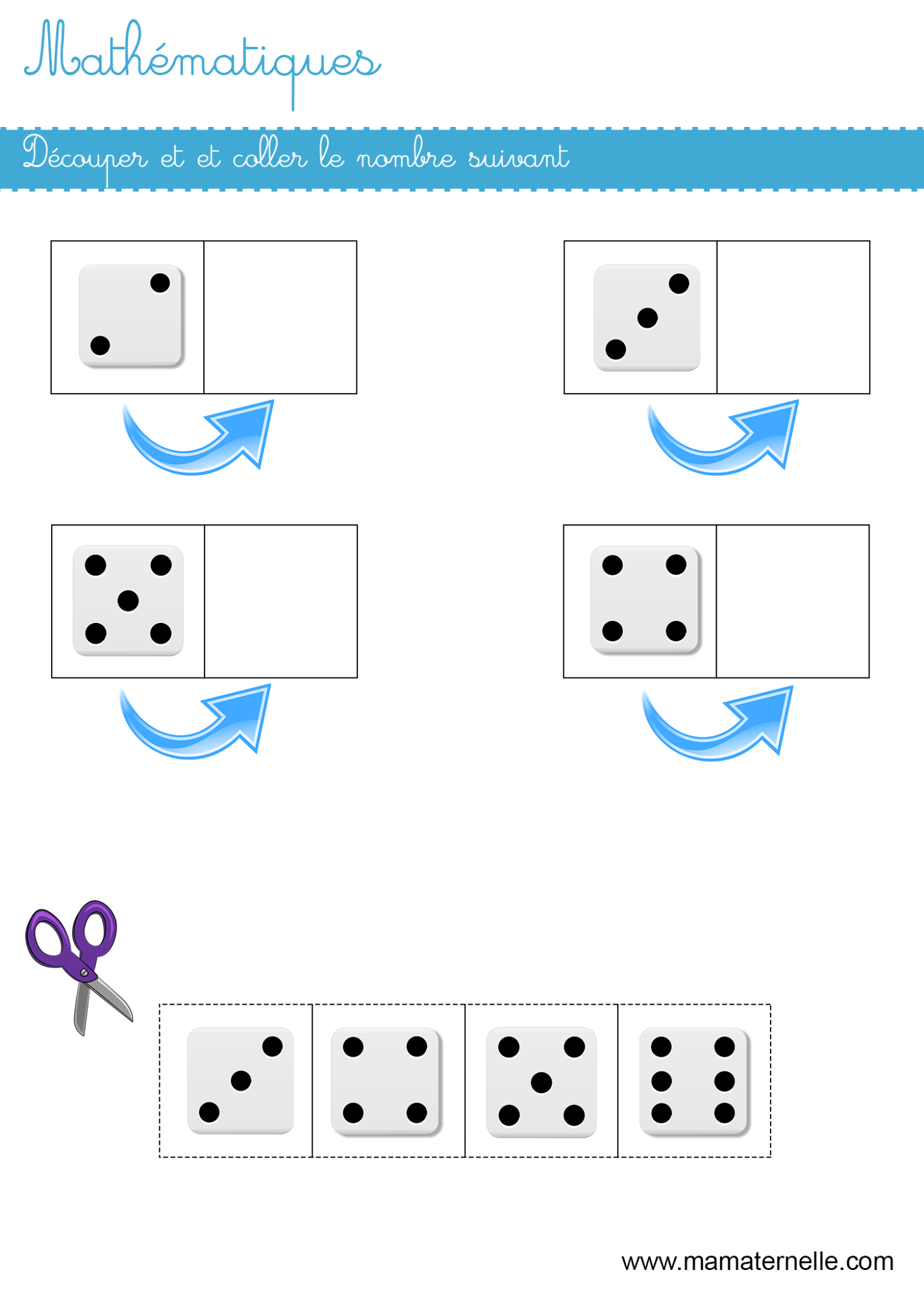 Mathématiques : découper et coller le suivant - Ma Maternelle