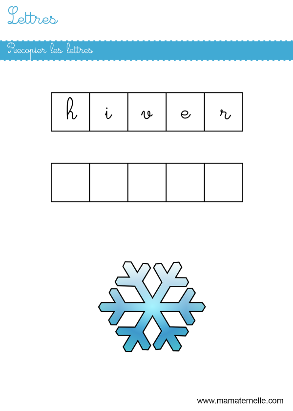 Lettres : recopier les lettres - Ma Maternelle