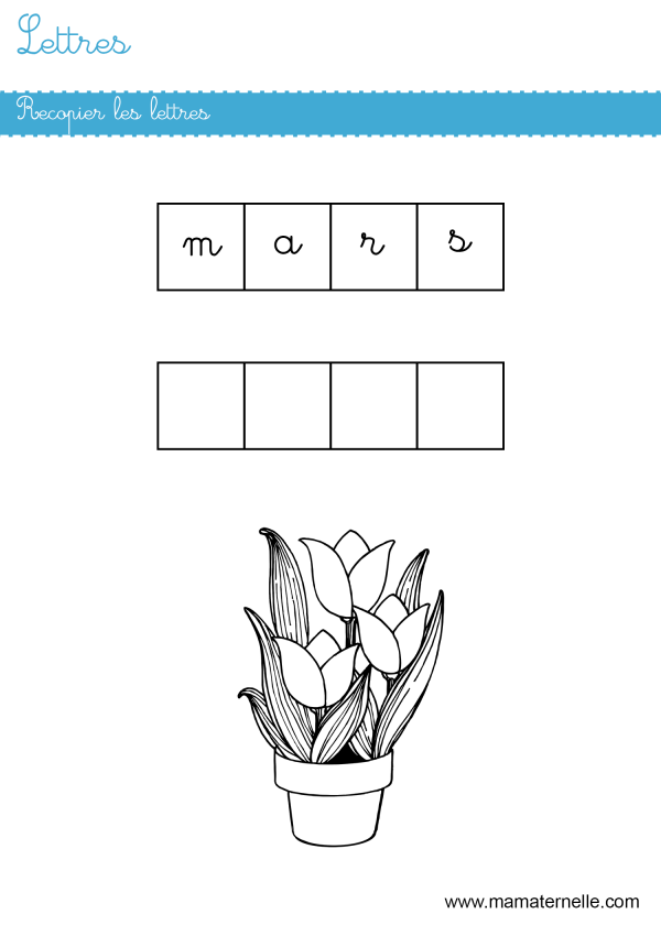 Lettres : recopier les lettres - Ma Maternelle