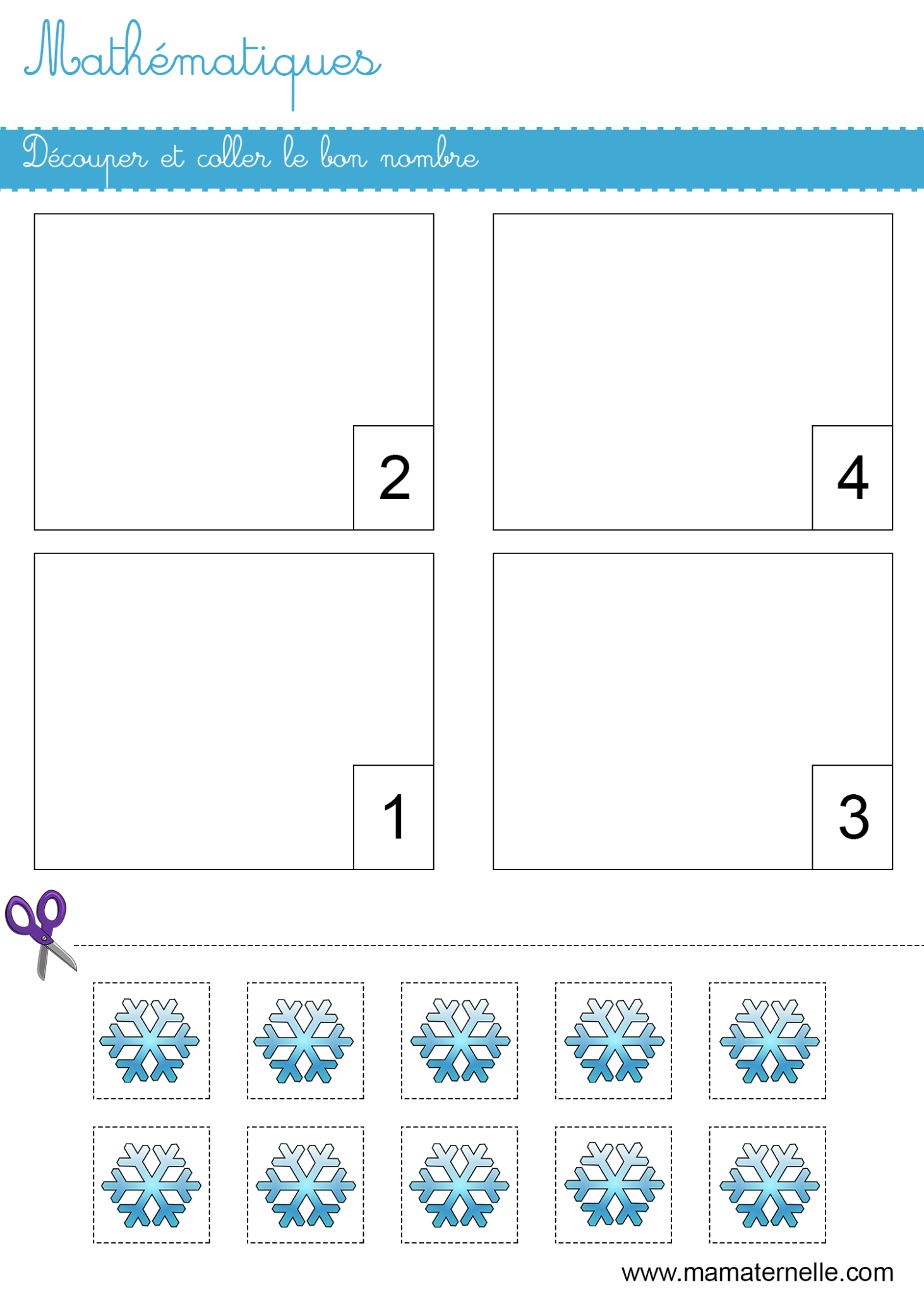 Mathématiques : découper et coller - Ma Maternelle