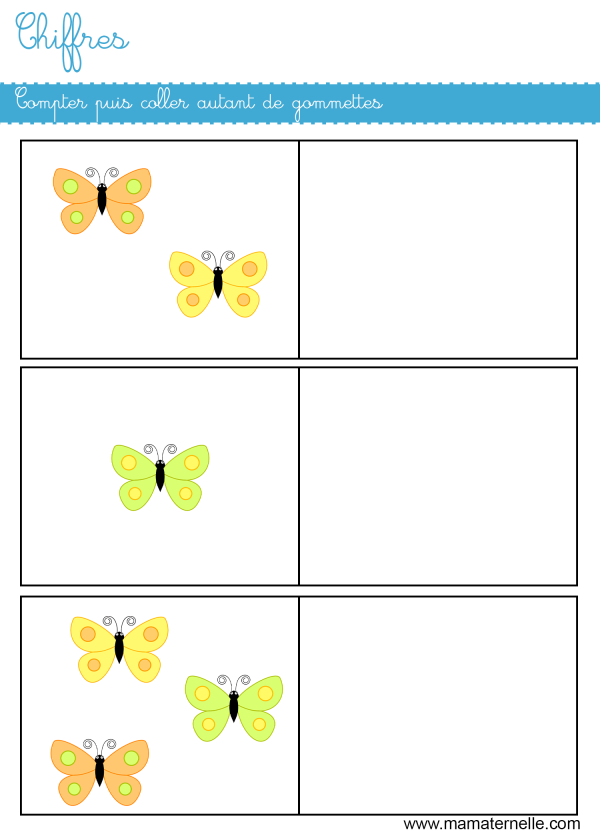 Chiffres : compter puis coller des gommettes - Ma Maternelle