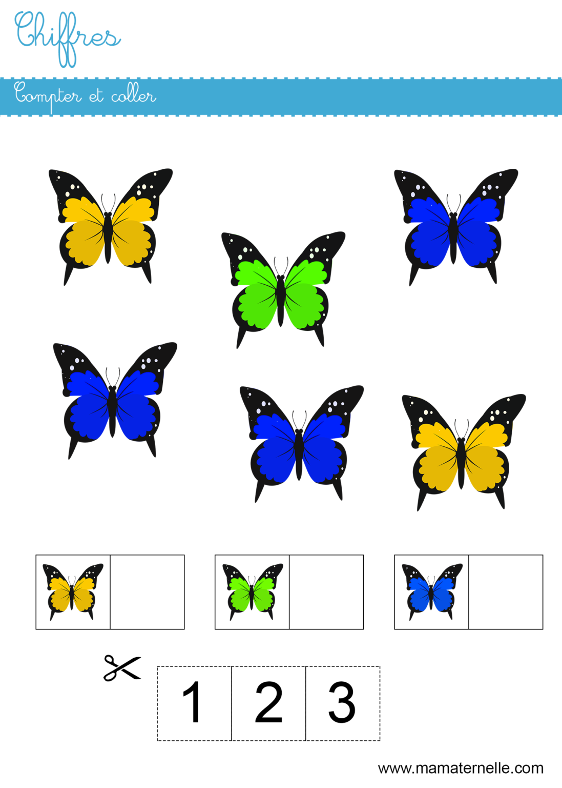 Chiffres : compter et coller - Ma Maternelle