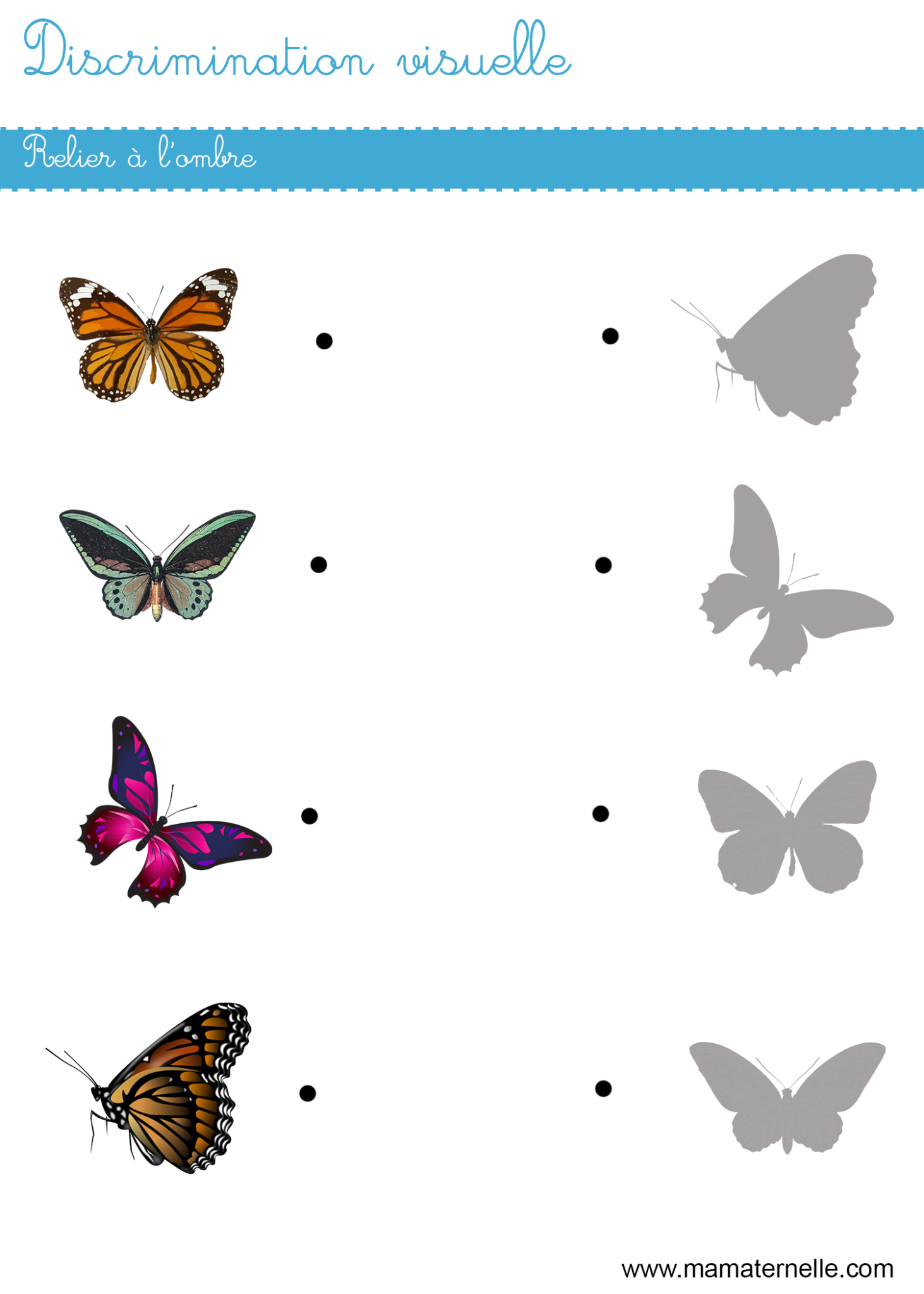 Discrimination visuelle : relier à son ombre - Ma Maternelle