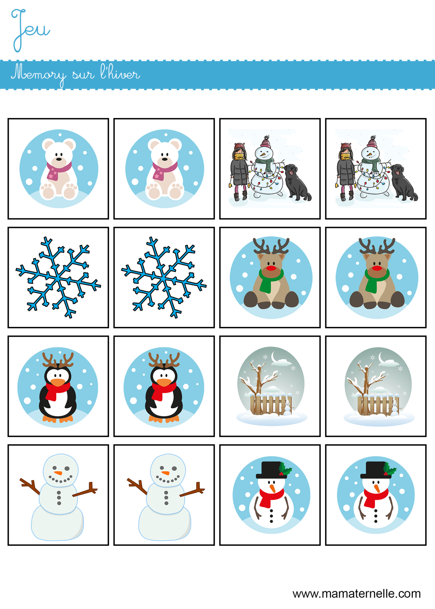 Jeu : memory sur l'hiver - Ma Maternelle