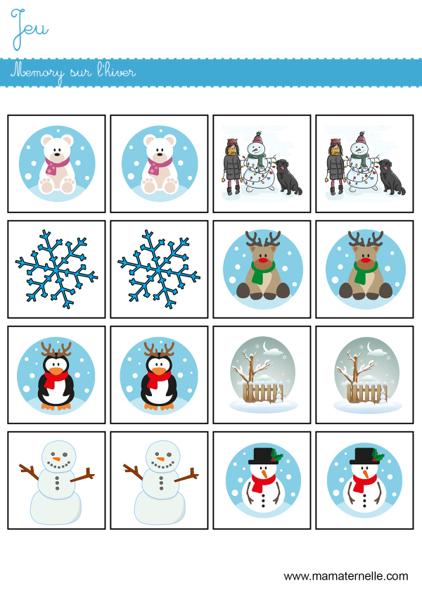 Jeu : memory sur l'hiver - Ma Maternelle