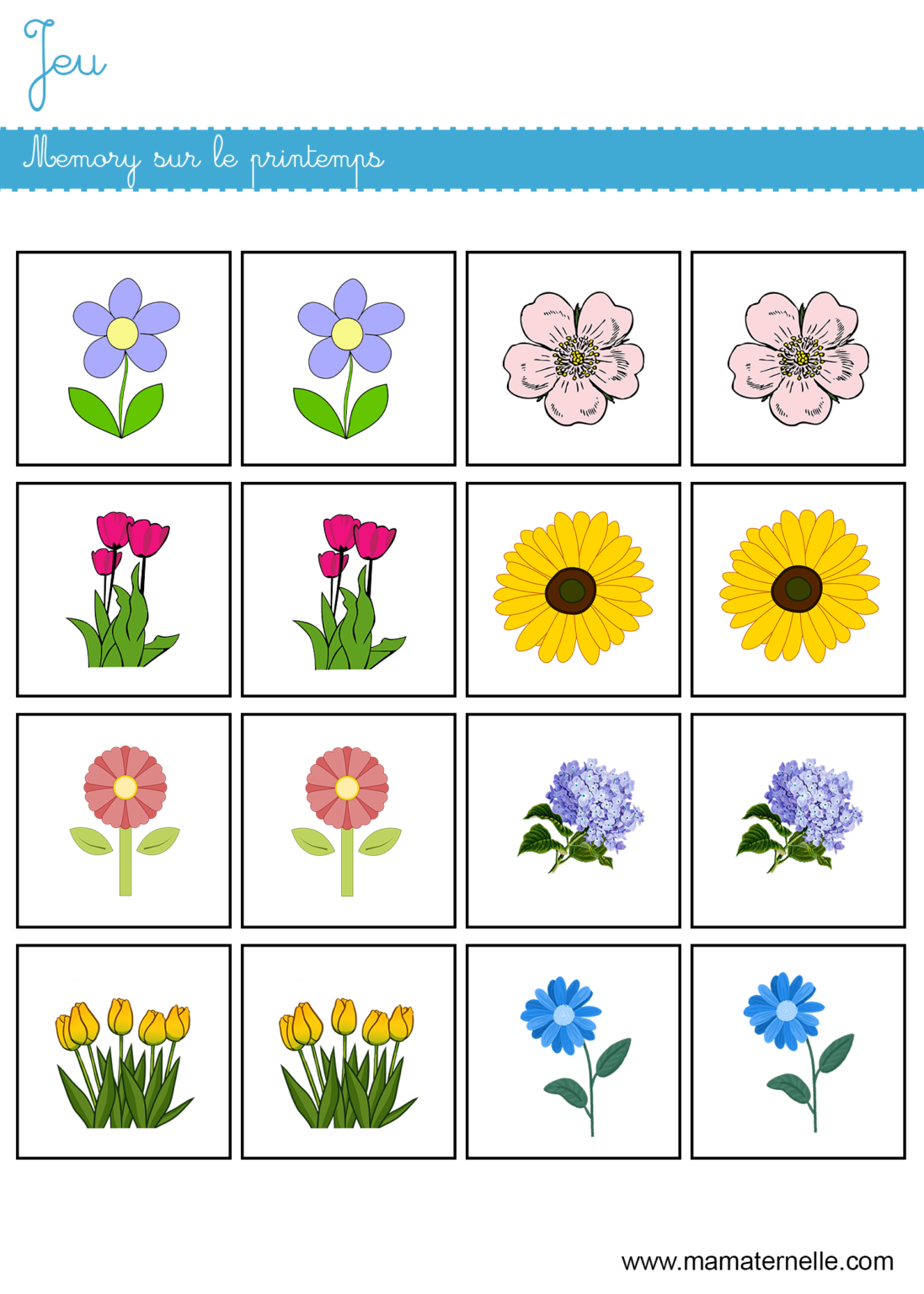 Jeu : memory sur le printemps - Ma Maternelle
