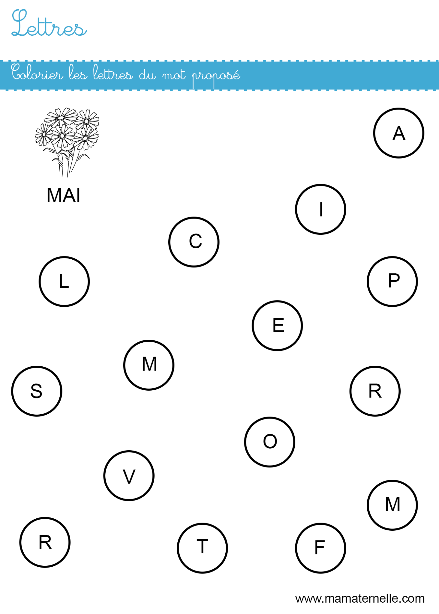 Lettres : colorier les lettres - Ma Maternelle