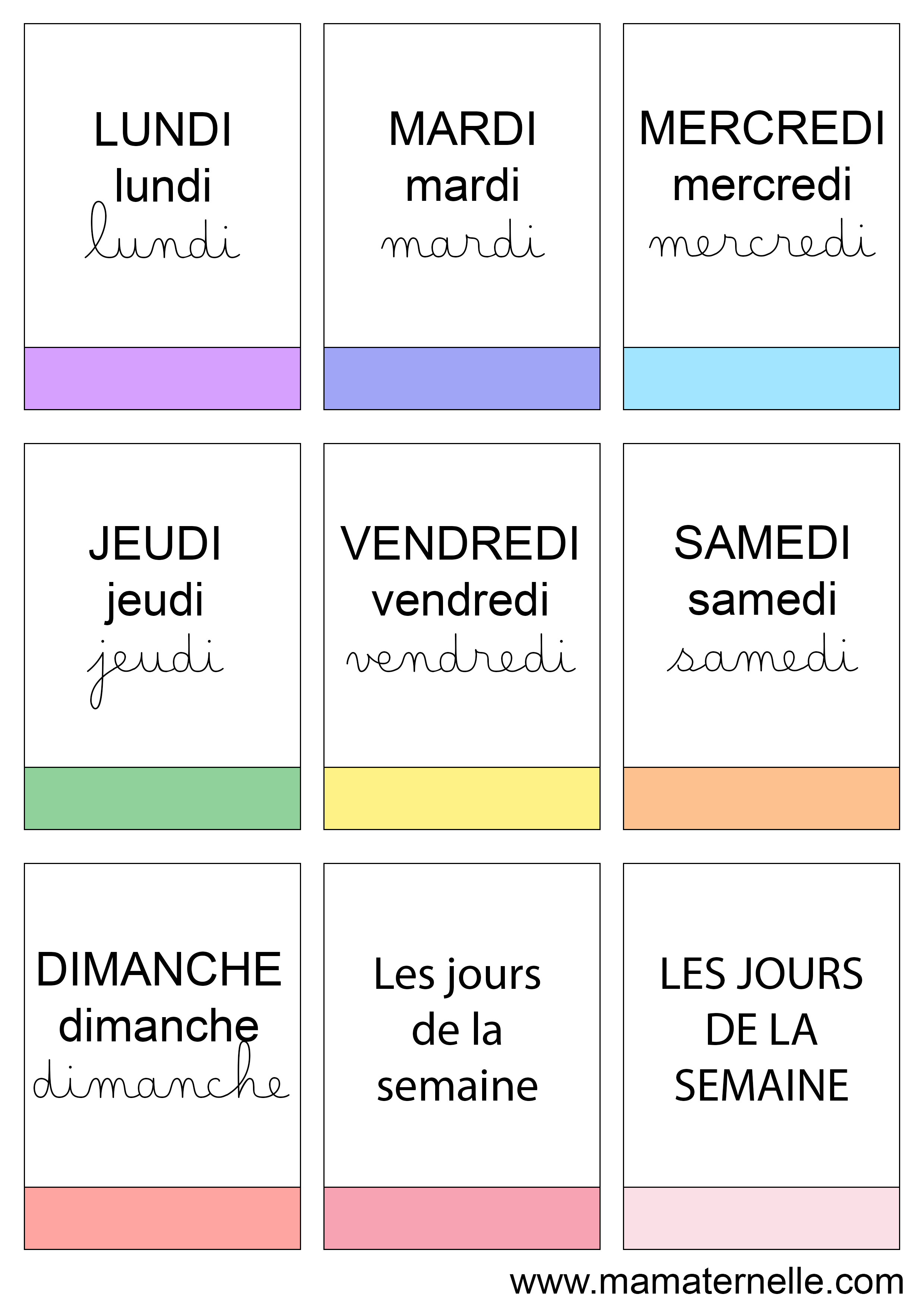 Cartes De Nomenclature Les Jours De La Semaine Ma Maternelle