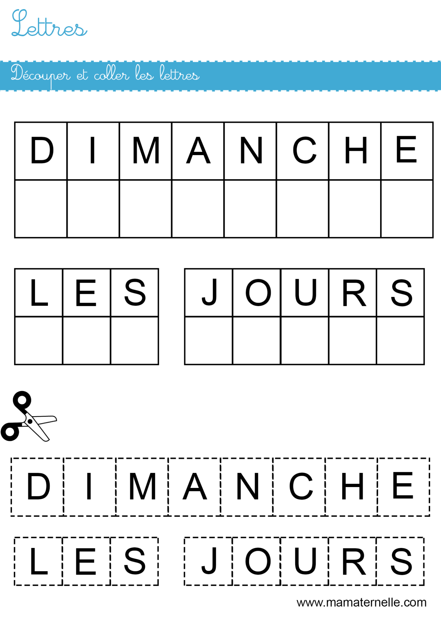 Lettres : découper et coller - Ma Maternelle