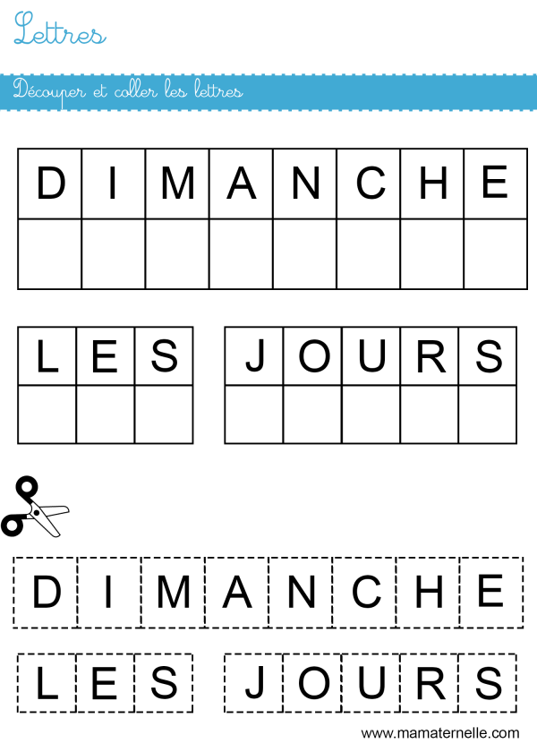 Lettres : découper et coller - Ma Maternelle