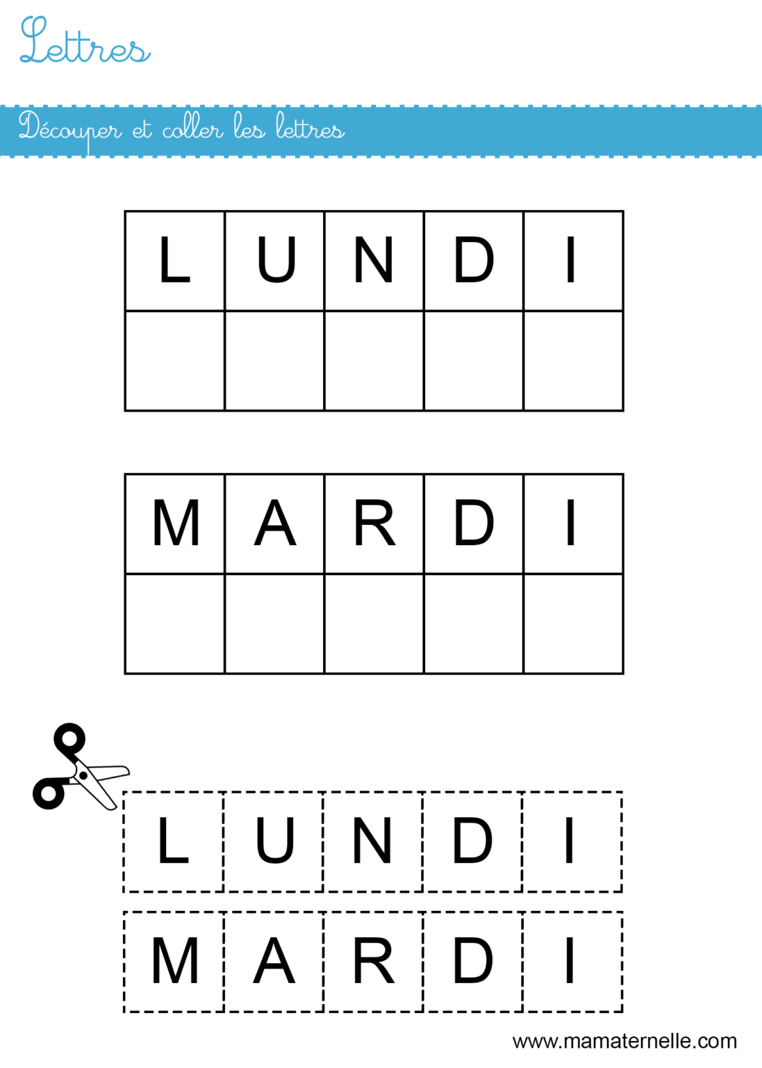 Lettres : découper et coller - Ma Maternelle