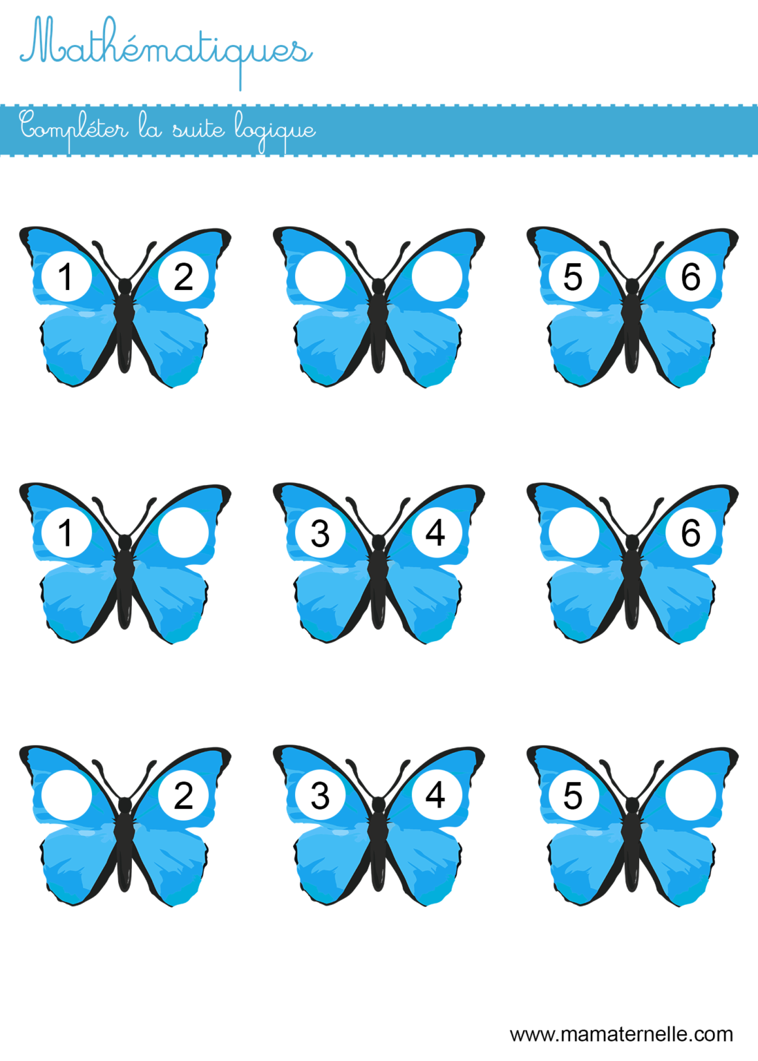 Mathématiques : compléter la suite logique - Ma Maternelle