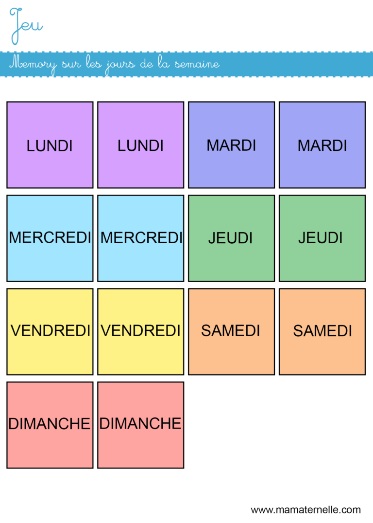 Jeu : memory - Ma Maternelle