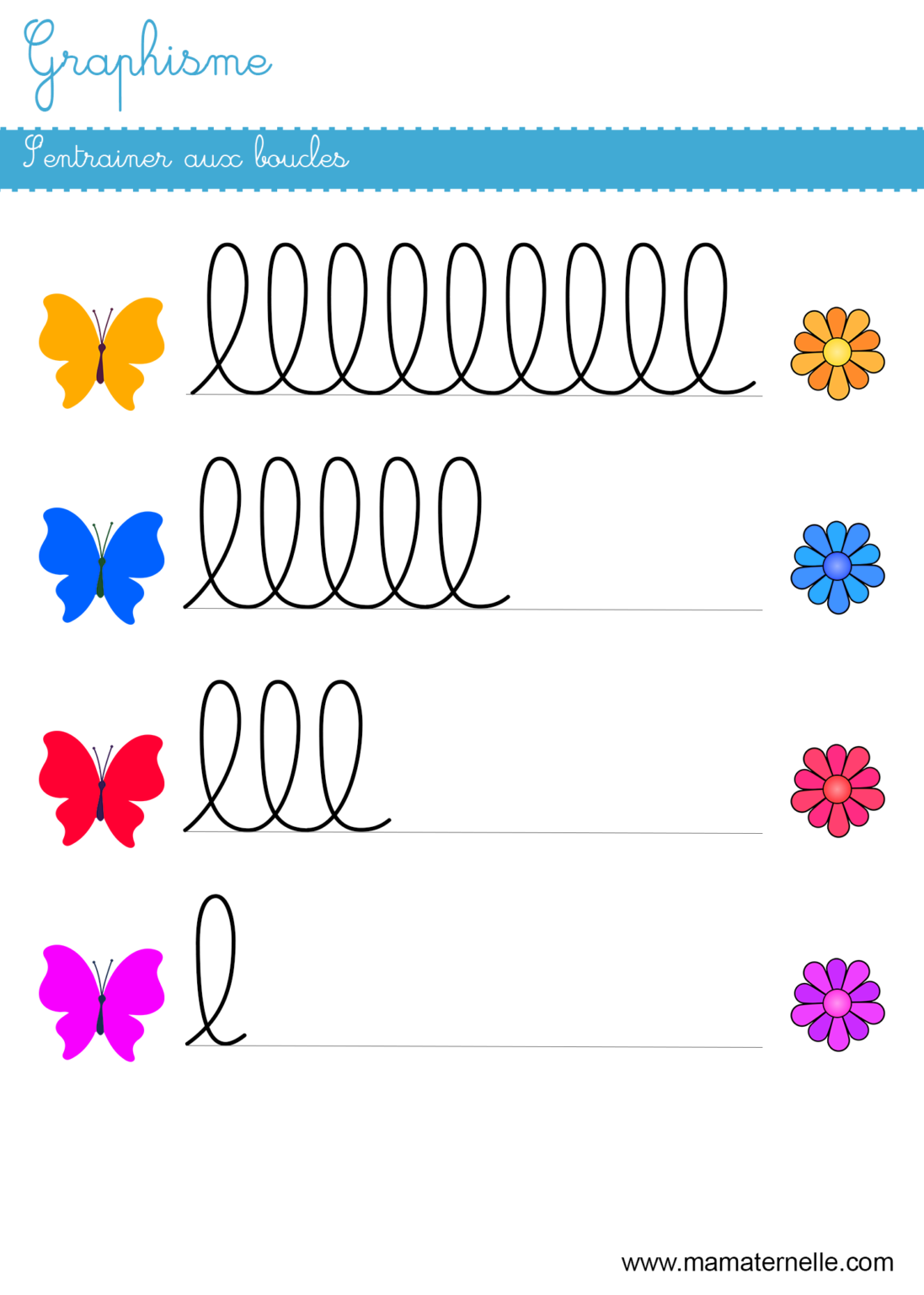 Graphisme : s'entrainer aux boucles - Ma Maternelle