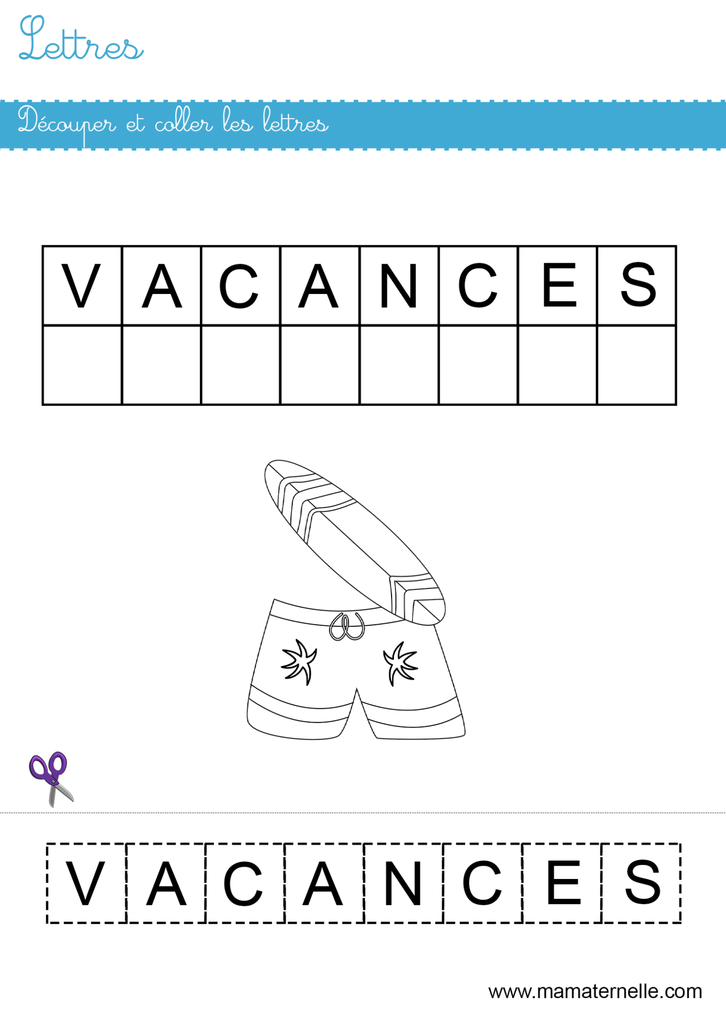 Lettres : découper et coller - Ma Maternelle