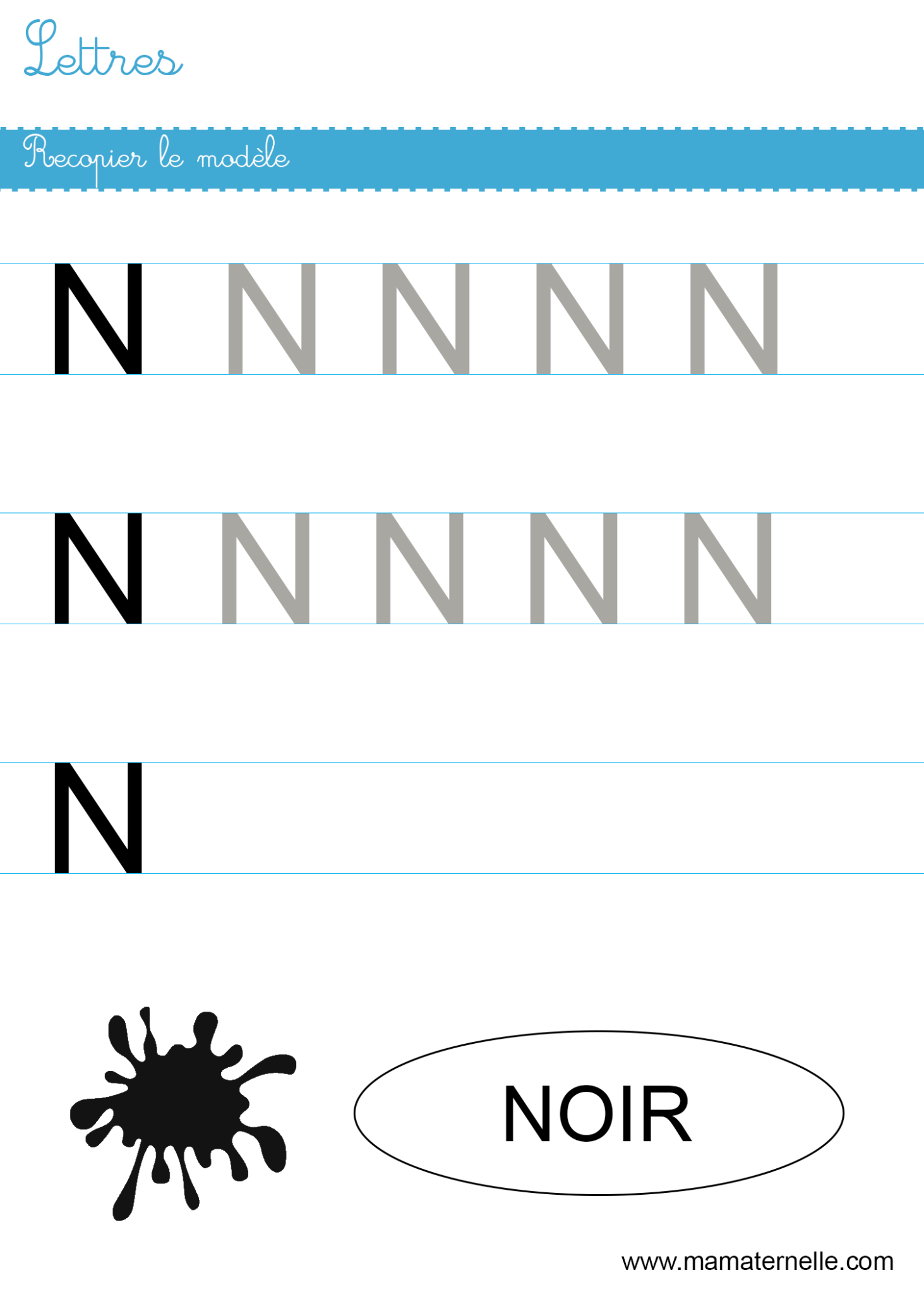 Lettres : recopier le modèle - Ma Maternelle