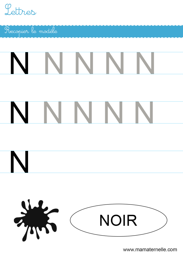 Lettres : recopier le modèle - Ma Maternelle
