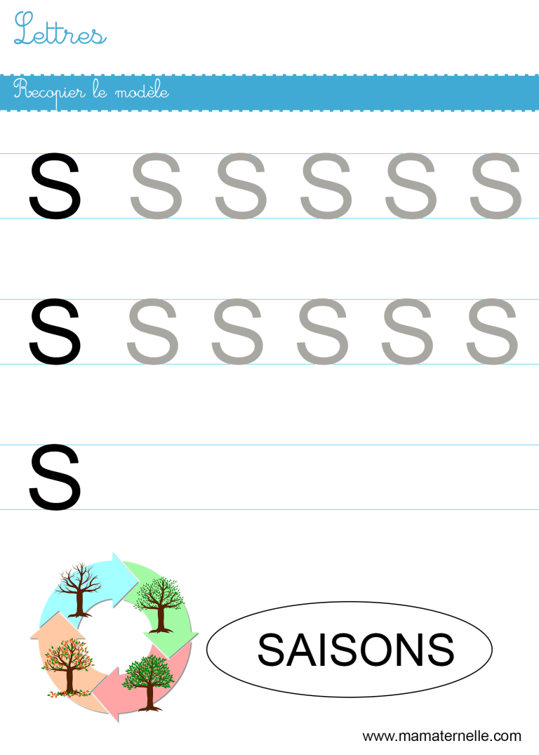 Lettres : recopier le modèle - Ma Maternelle