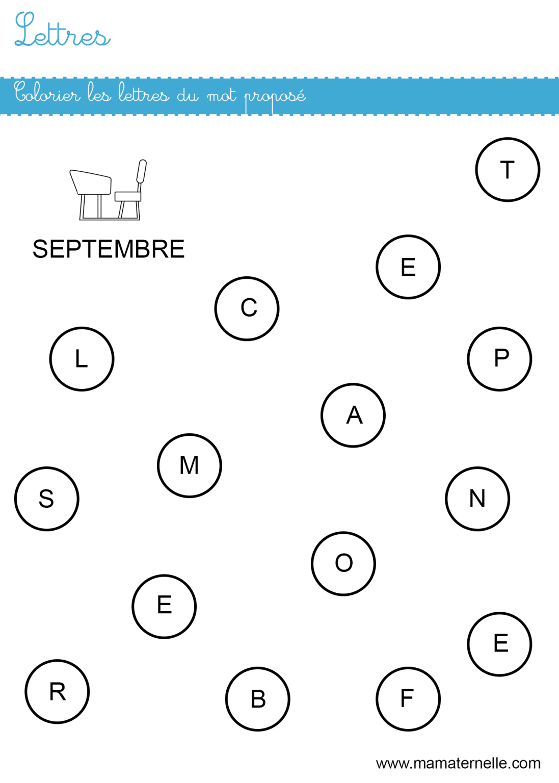 Lettres : colorier les lettres - Ma Maternelle