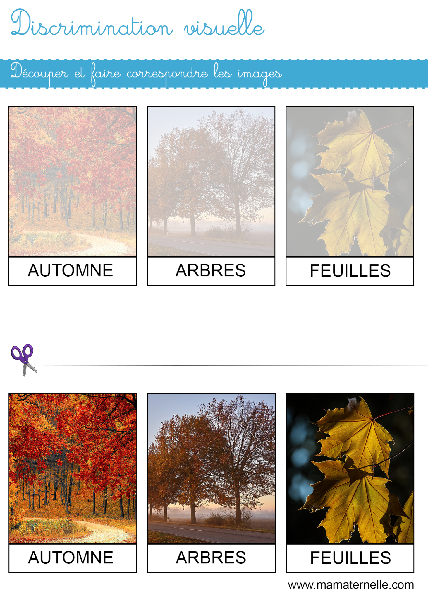 Discrimination visuelle : faire correspondre - Ma Maternelle