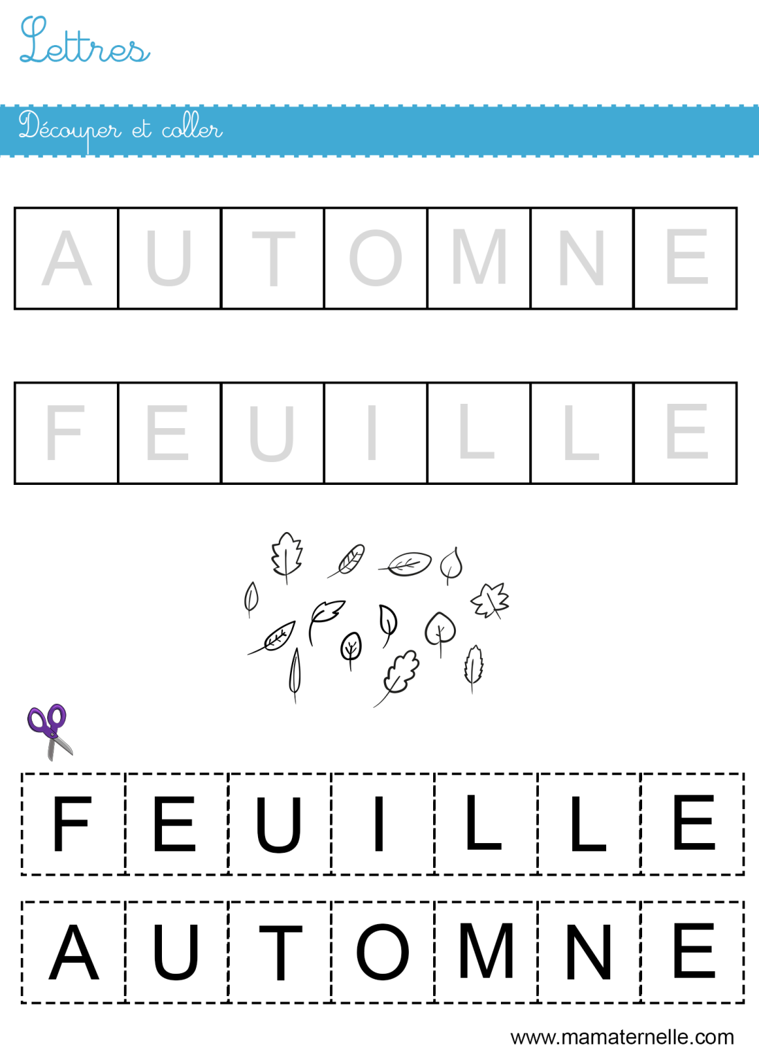 Lettres : découper et coller - Ma Maternelle