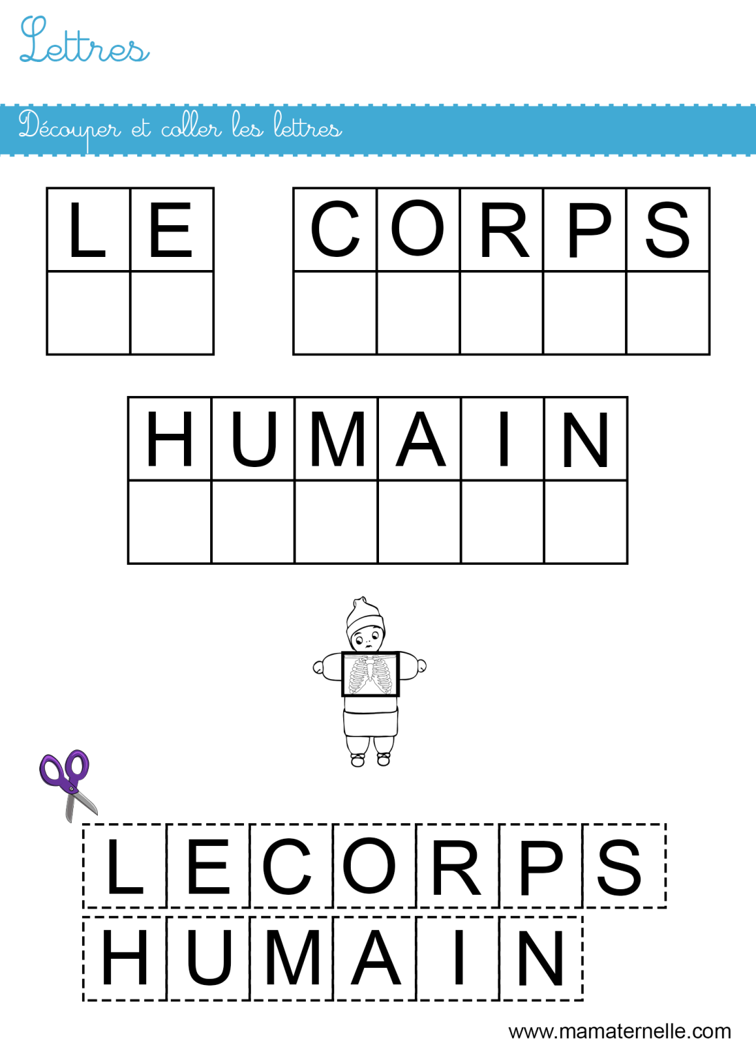 Lettres : découper et coller les lettres - Ma Maternelle