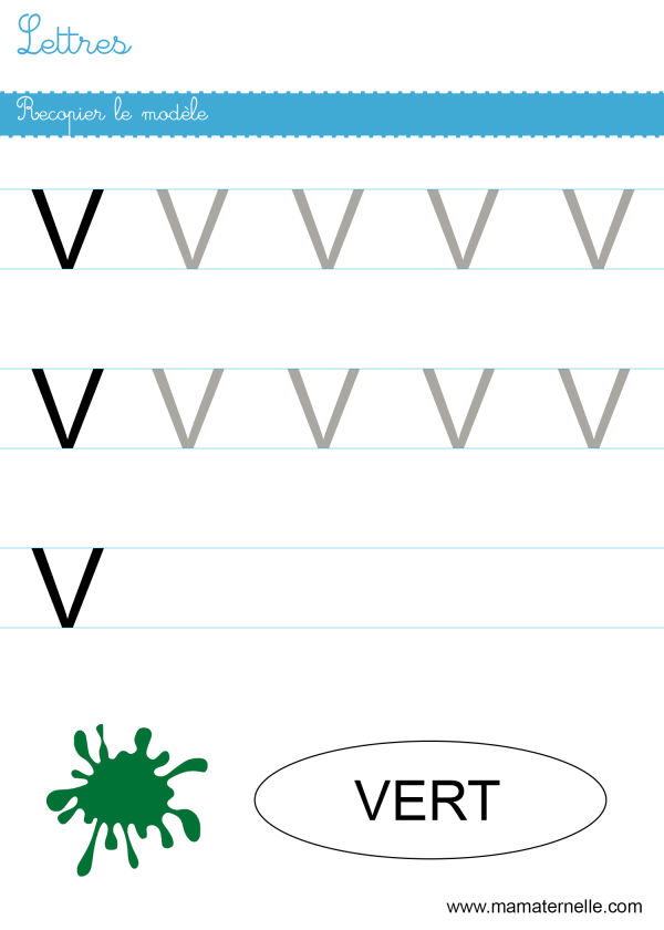 Lettres : recopier le modèle - Ma Maternelle