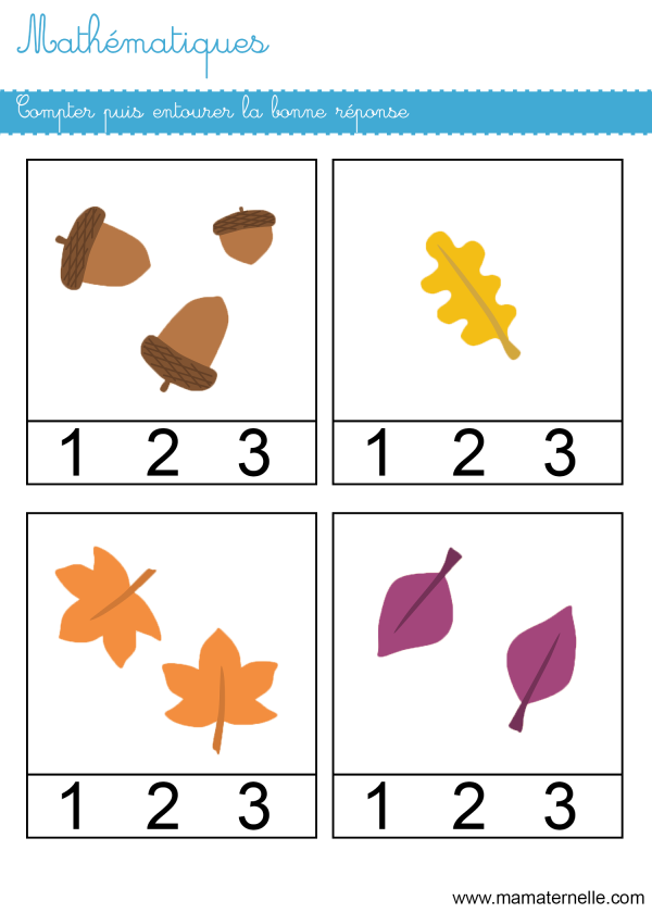 Mathématiques : compter puis entourer - Ma Maternelle