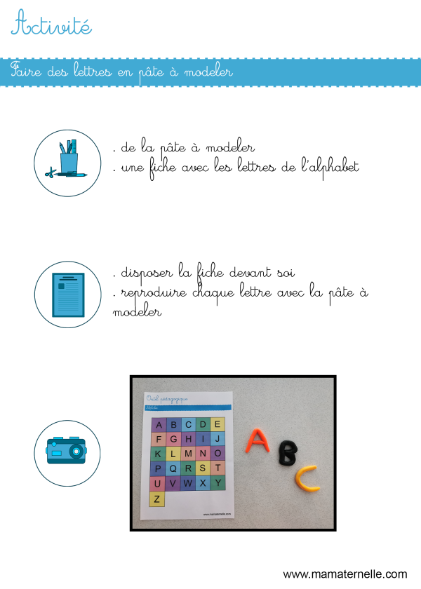 Activité : faire des lettres avec de la pâte à modeler - Ma Maternelle