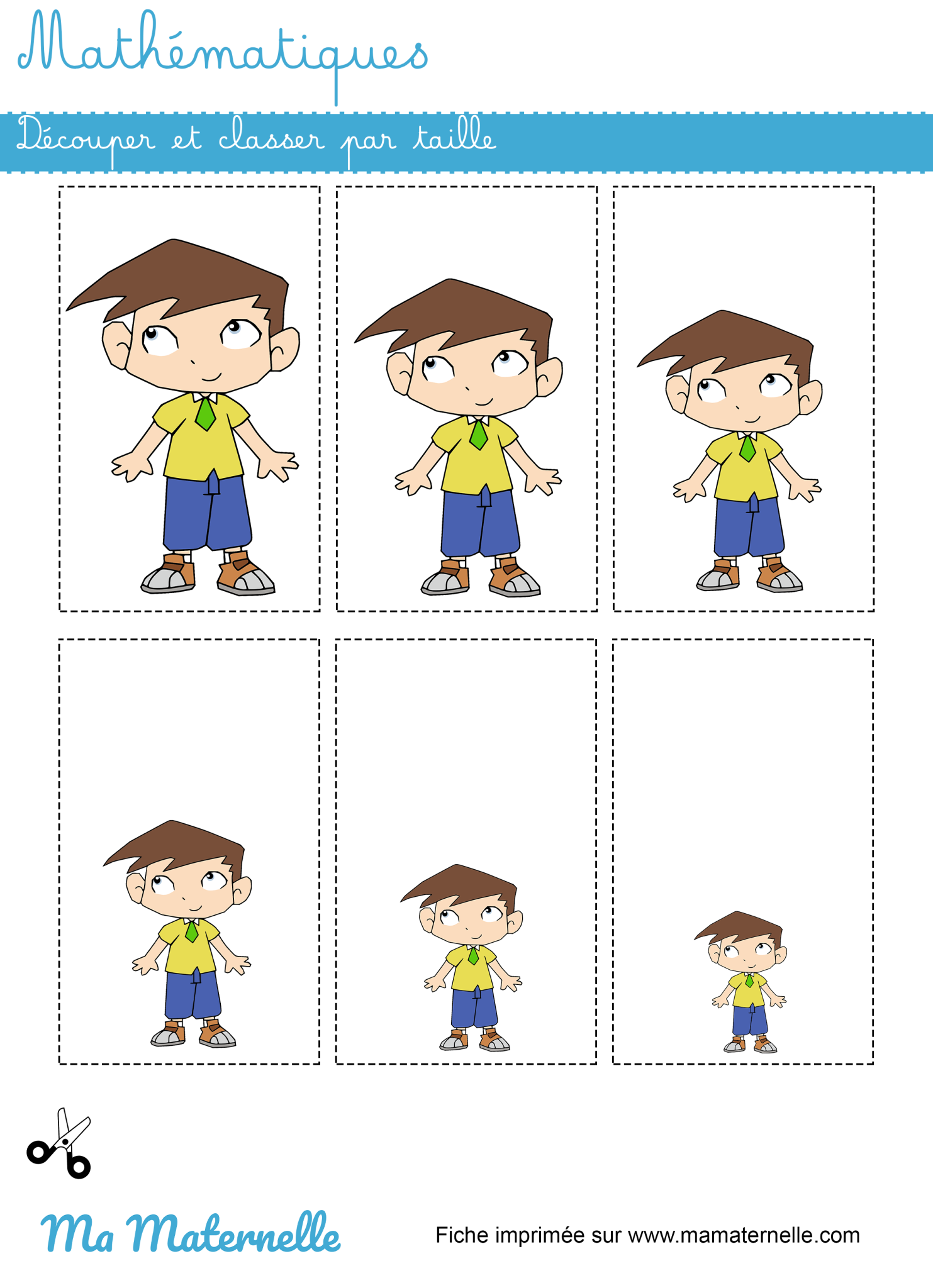 Mathématiques : découper et classer par taille - Ma Maternelle