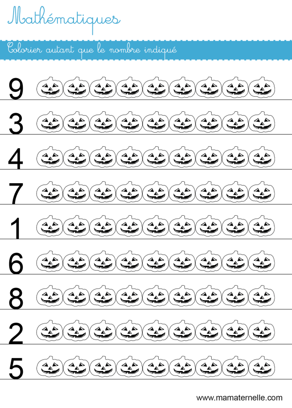 Mathématiques : colorier autant - Ma Maternelle