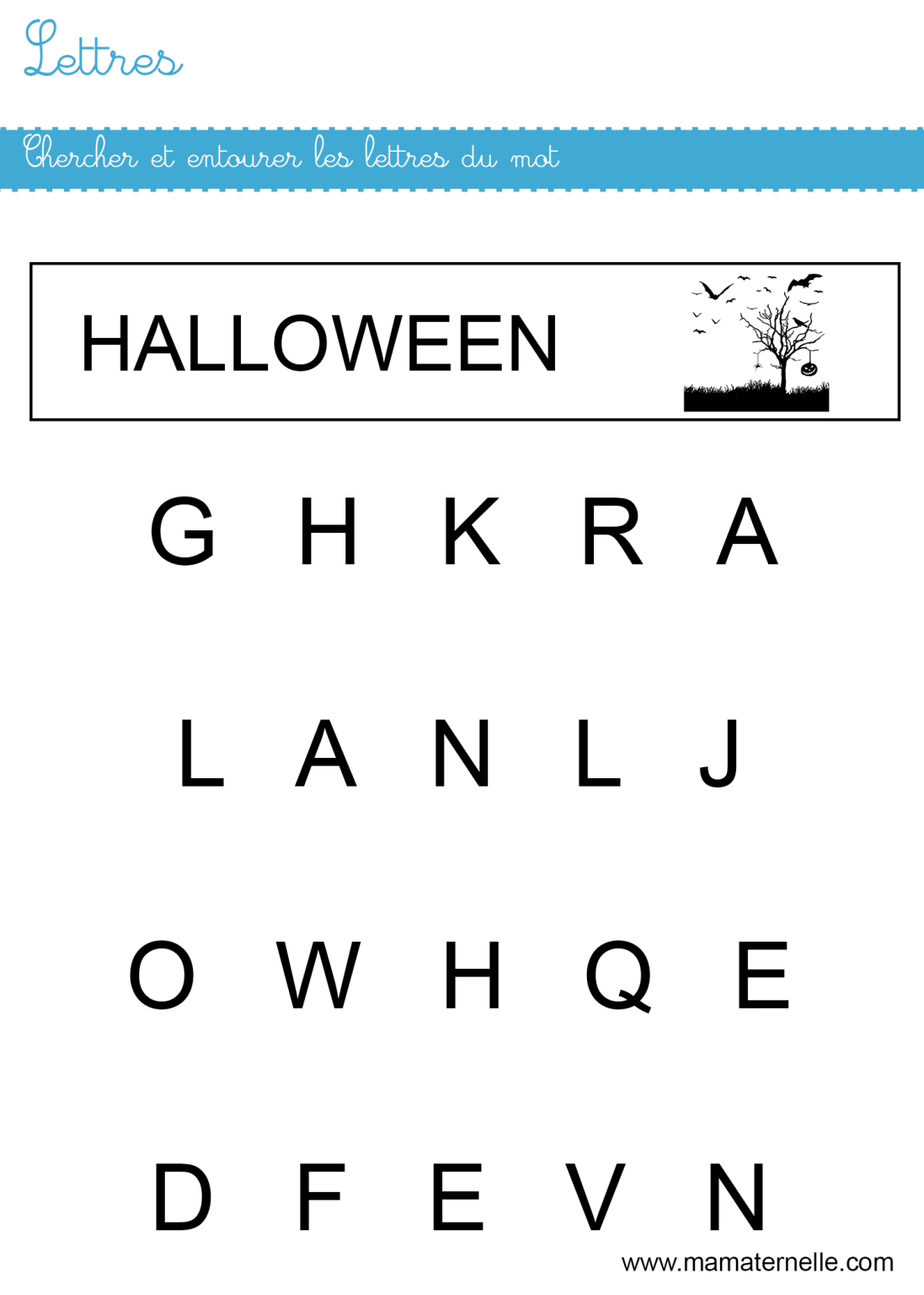 Lettres : chercher et entourer - Ma Maternelle